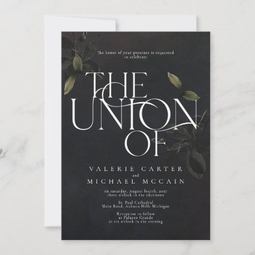 Moody Botanical Dark Retro Wedding Invitation | Zazzle