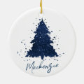 Moody Christmas Tree | Classy Navy Blue Custom Ceramic Ornament | Zazzle