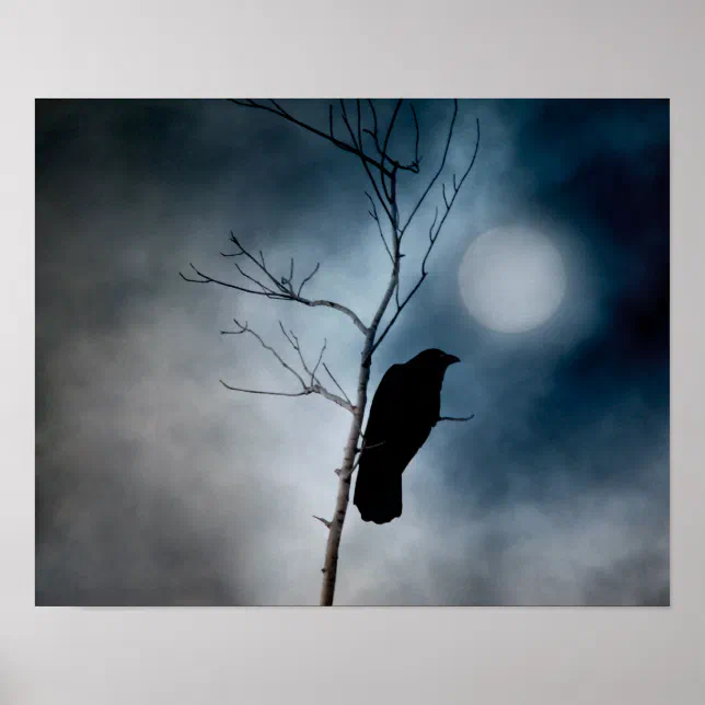 Moody Crow Moon Poster | Zazzle