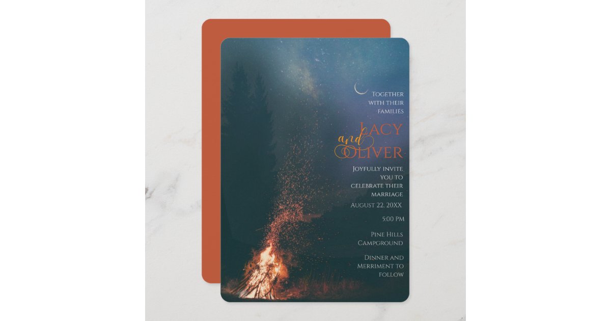 Moody Fireside Wedding Invitation | Zazzle