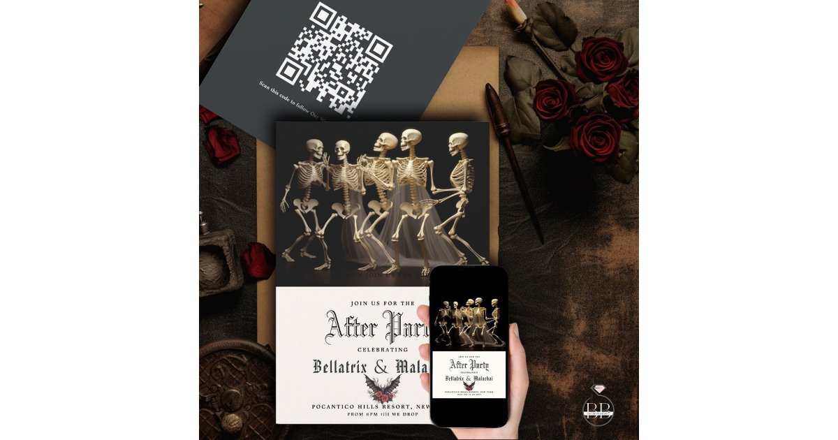 Moody Goth Rosewood After Party QR Code Save The Date | Zazzle