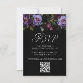 Moody Gothic Purple Floral Wedding QR Code RSVP Card | Zazzle