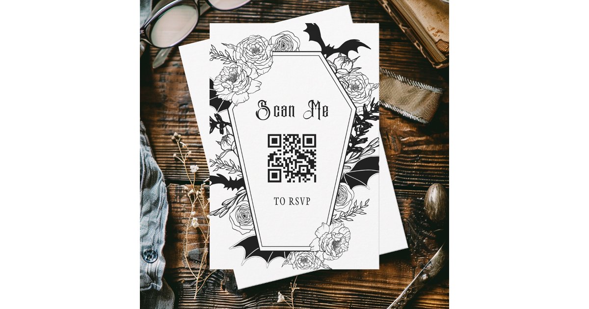 Moody Gothic Wedding QR Code Website RSVP Card | Zazzle