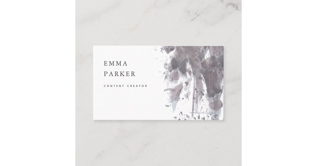 Moody Ink | Modern Dark Charcoal Gray and White Business Card | Zazzle