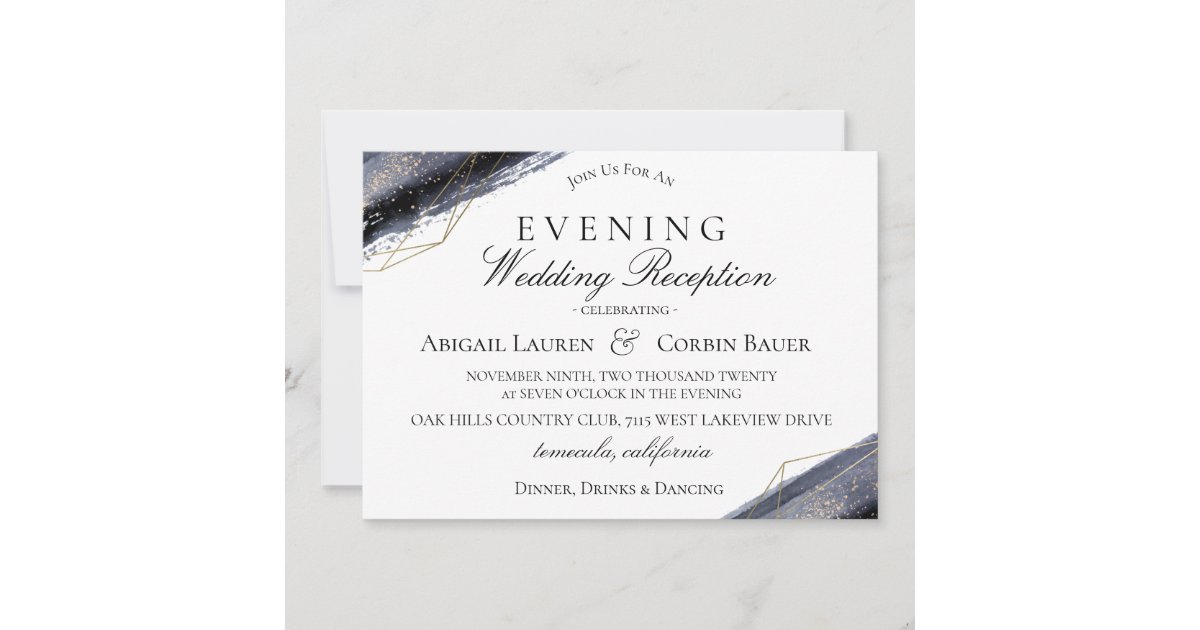 Moody Midnight Wedding Reception Invitation | Zazzle