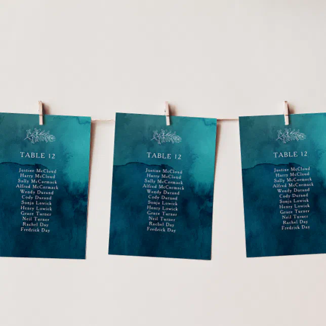 Moody Ocean Watercolor Table Number Seating Chart | Zazzle