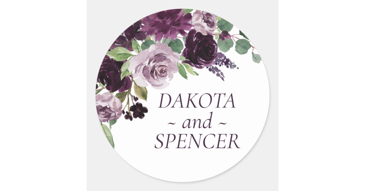 Moody Passion | Dramatic Purple Floral Wedding Classic Round Sticker ...