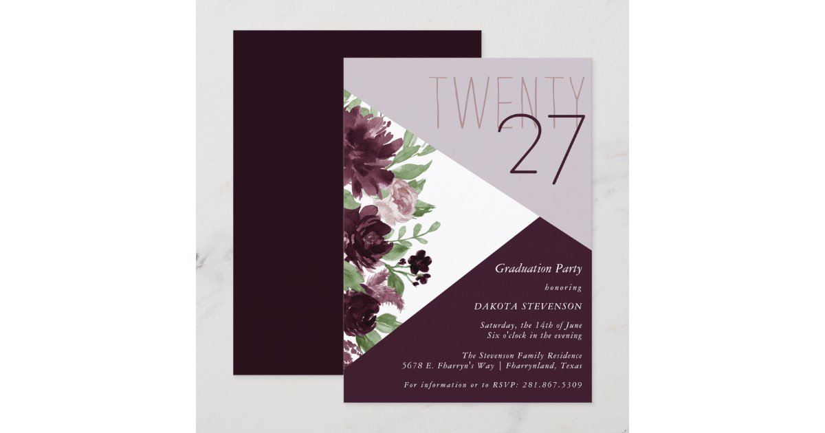 Moody Passions | Dramatic Purple Wine Colorblock Invitation | Zazzle
