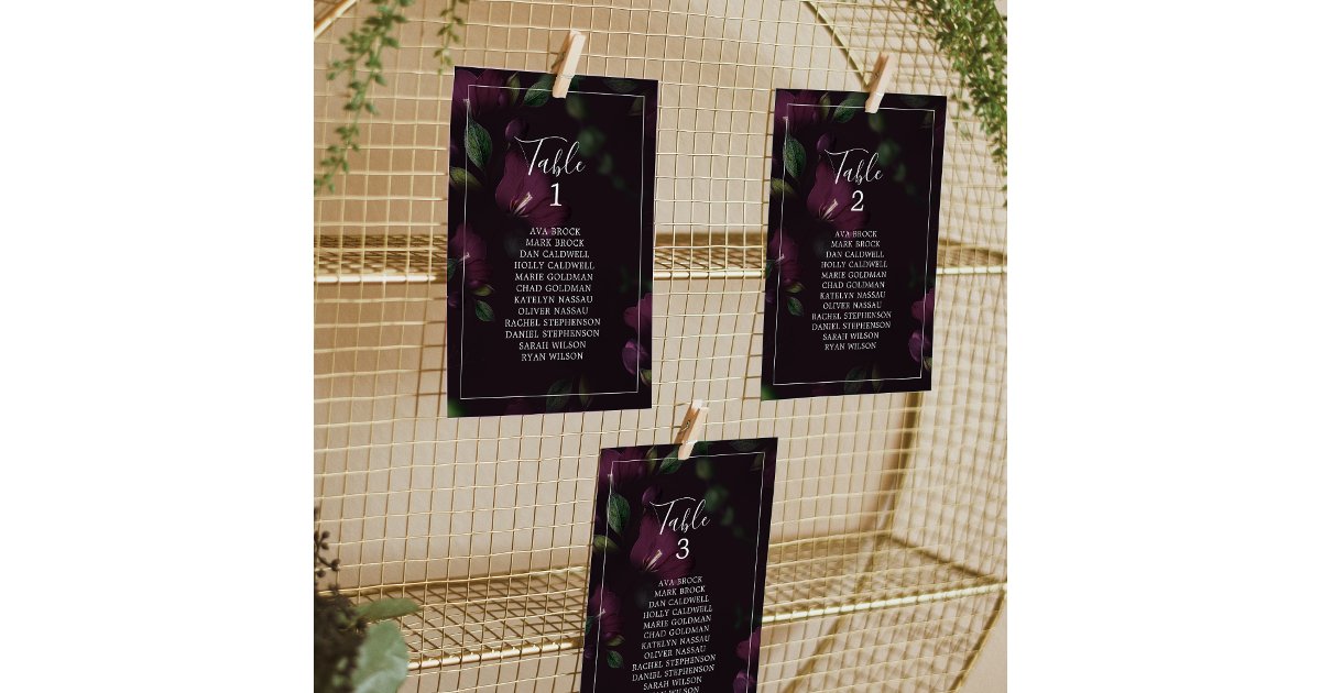 Moody Pattern Table Number Seating Chart Cards | Zazzle