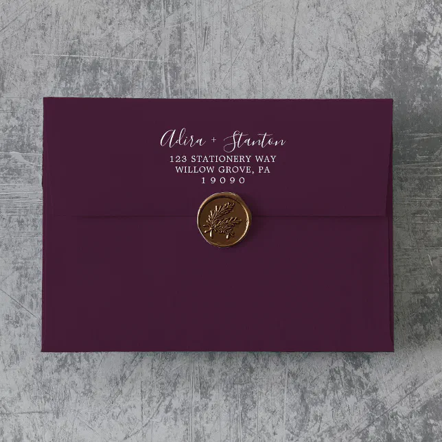 Moody Purple Blooms Coordinate | Plum Wedding Envelope | Zazzle