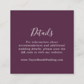 Moody Purple Coordinate Plum QR Code Details Enclosure Card | Zazzle