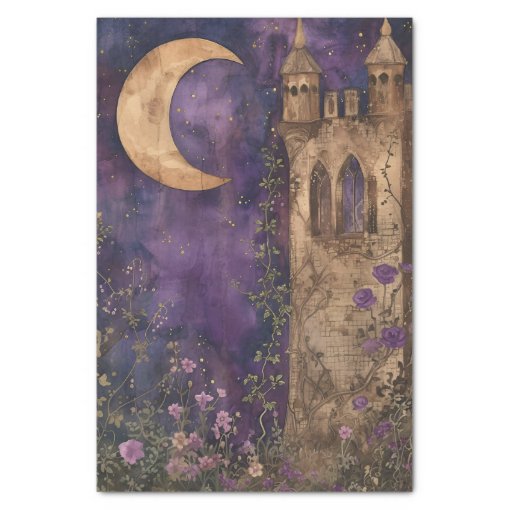 MOON AND CASTLE DECOUPAGE TISSUE PAPER | Zazzle