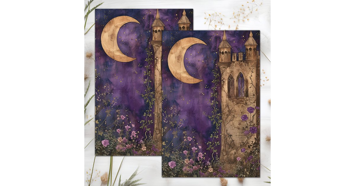 MOON AND CASTLE DECOUPAGE TISSUE PAPER | Zazzle