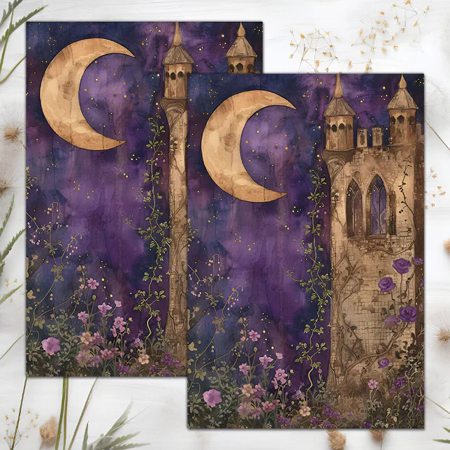 MOON AND CASTLE DECOUPAGE TISSUE PAPER | Zazzle