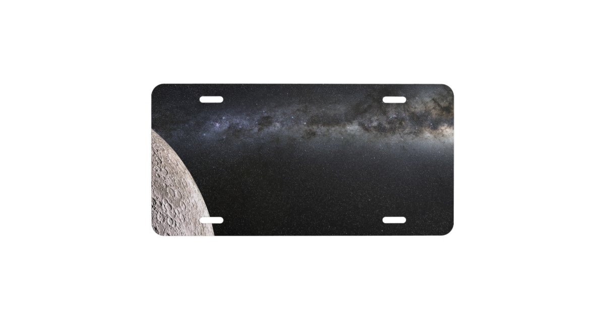 Moon and Galaxy. License Plate | Zazzle