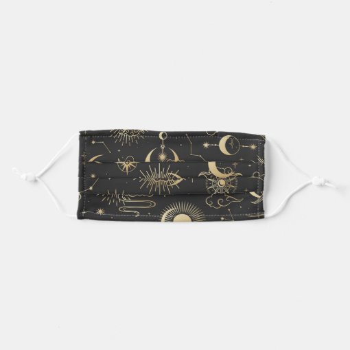 Moon and star tarot witchcraft black adult cloth face mask | Zazzle
