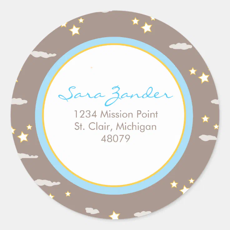 Moon and Stars Address Label/Favor Sticker | Zazzle