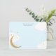 Moon and Stars, Baby Blue Personalized Flat Note Card | Zazzle