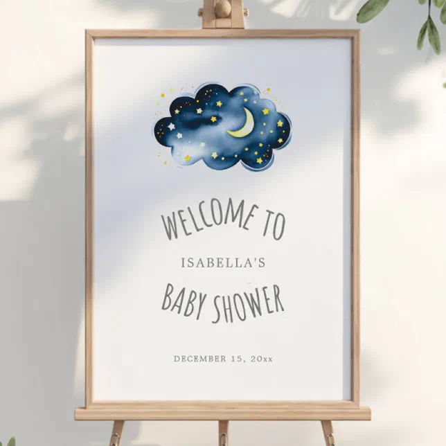 Moon and Stars Baby Shower Welcome Poster | Zazzle