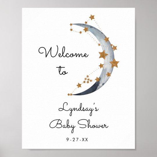 Moon and Stars Baby Shower Welcome Sign | Zazzle.com