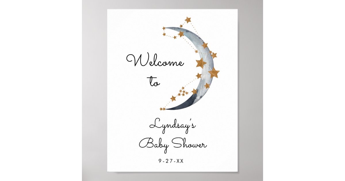 Moon and Stars Baby Shower Welcome Sign | Zazzle
