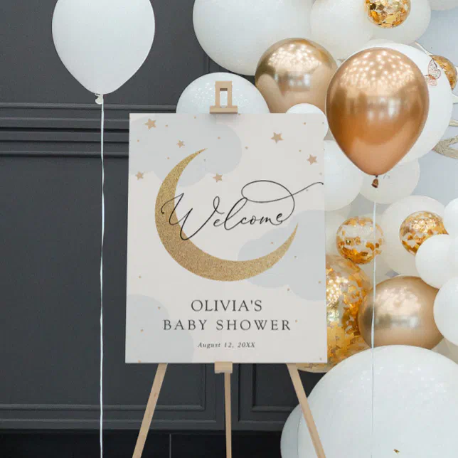 Moon and Stars Baby Shower Welcome Sign | Zazzle