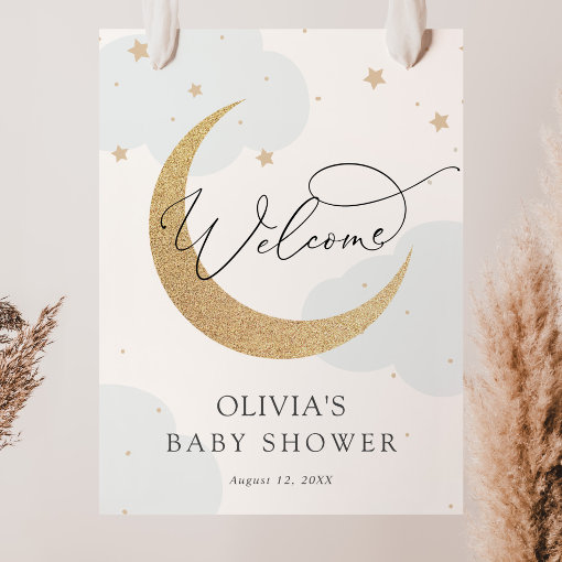 Moon and Stars Baby Shower Welcome Sign | Zazzle