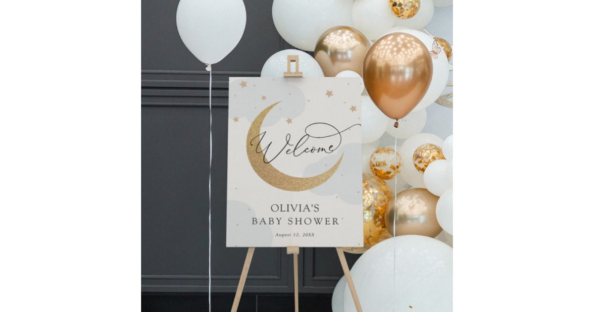 Moon and Stars Baby Shower Welcome Sign | Zazzle