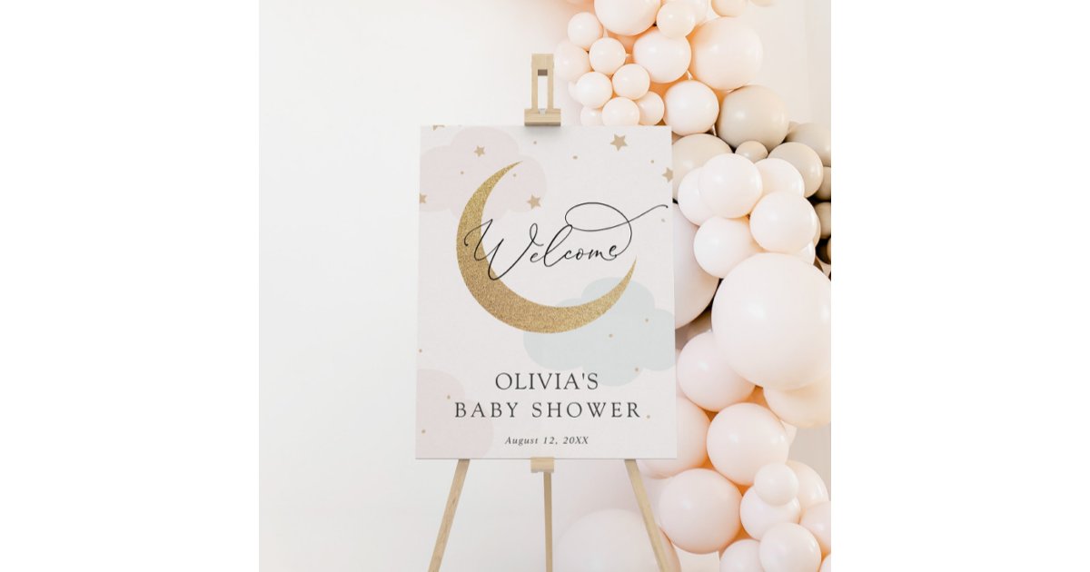 Moon and Stars Baby Shower Welcome Sign | Zazzle