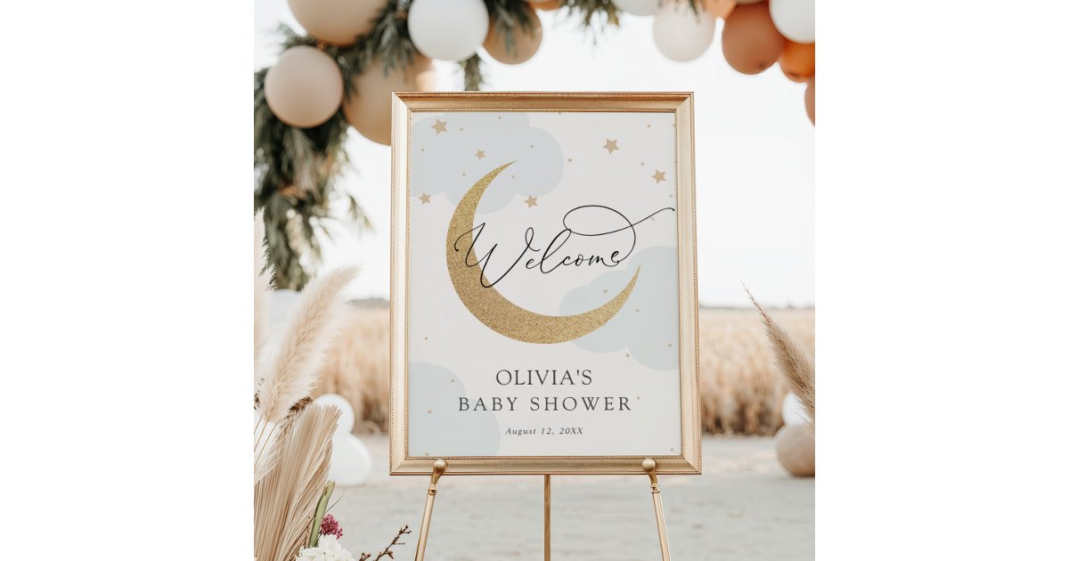 Moon and Stars Baby Shower Welcome Sign | Zazzle