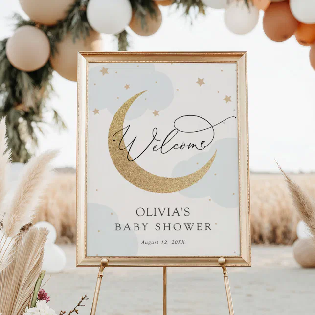 Moon and Stars Baby Shower Welcome Sign | Zazzle