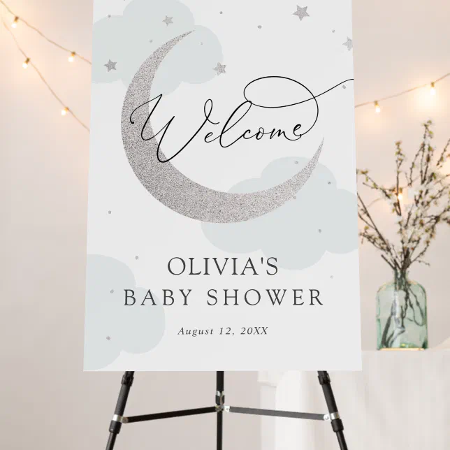 Moon and Stars Baby Shower Welcome Sign | Zazzle