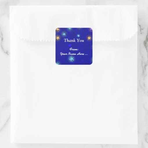 Moon and Stars Etching Custom Thank You Sticker | Zazzle
