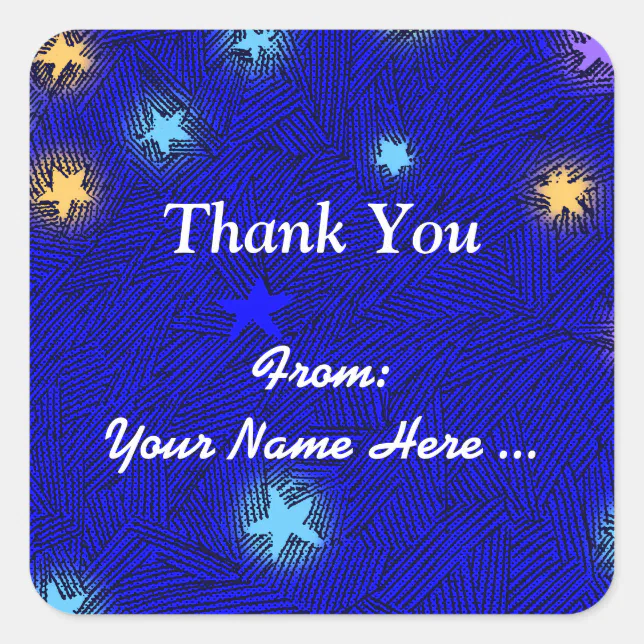 Moon and Stars Etching Custom Thank You Sticker | Zazzle