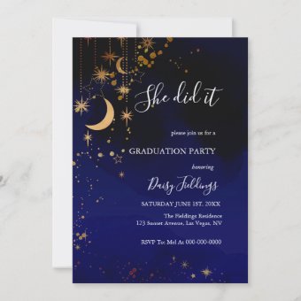 Moon And Stars Graduation Party Invitation | Zazzle