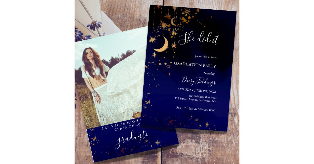 Moon And Stars Graduation Party Invitation | Zazzle
