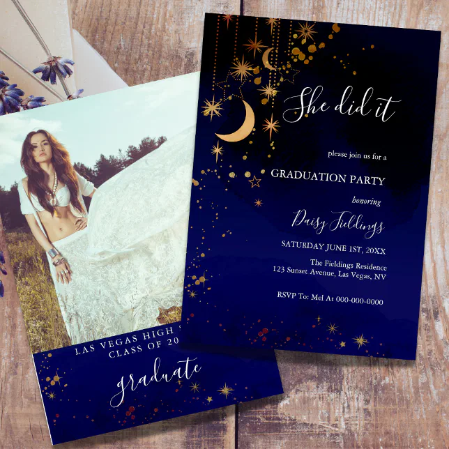 Moon And Stars Graduation Party Invitation | Zazzle