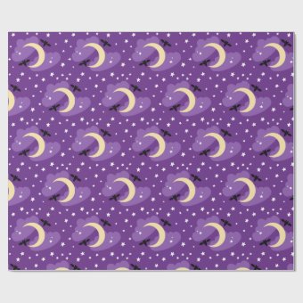 Moon and Stars | Halloween Wrapping Paper | Zazzle