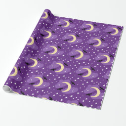 Moon and Stars | Halloween Wrapping Paper | Zazzle