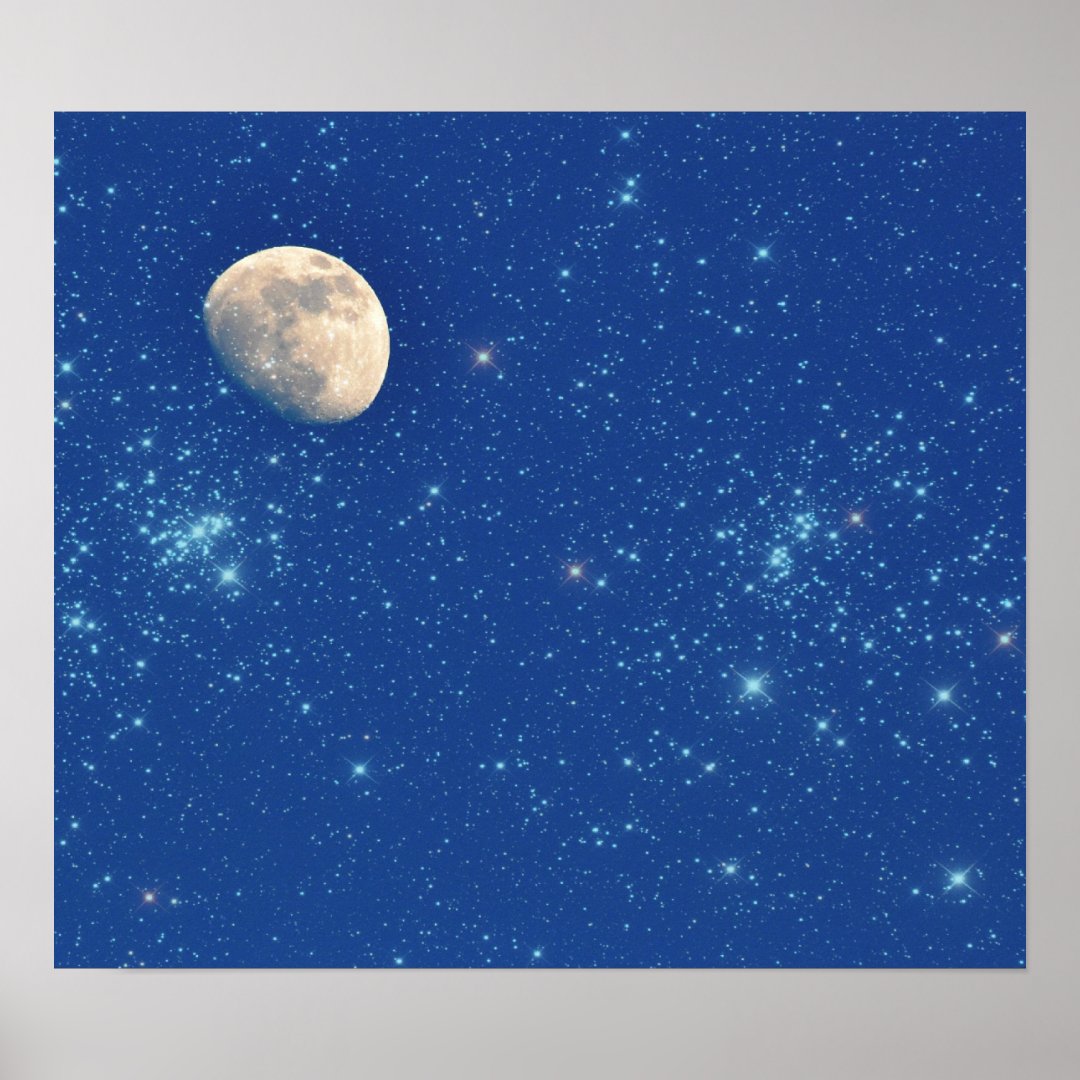 Moon and Stars Poster | Zazzle