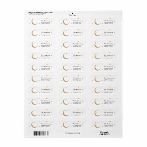 Moon and Stars Return Address Label | Zazzle