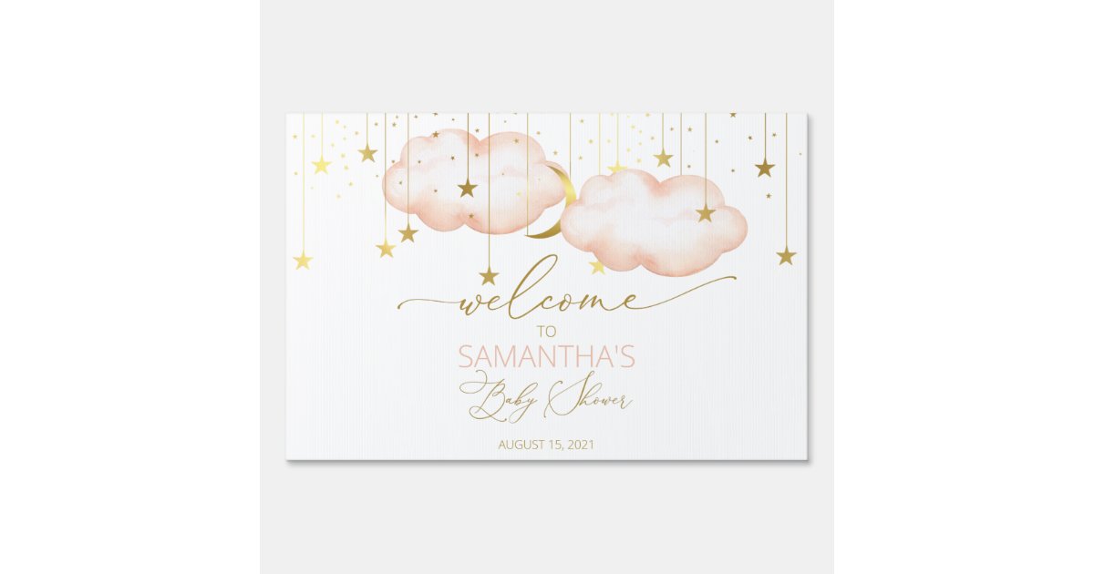 Moon and Stars Welcome Sign Twinkle Little Star | Zazzle