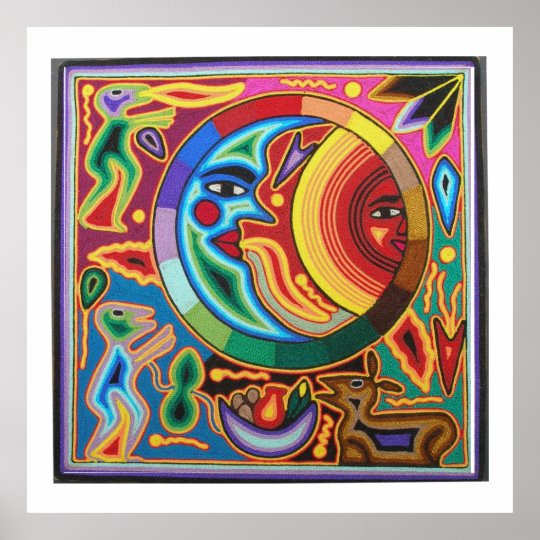 Moon and Sun Mexican Folk Art Poster | Zazzle.com