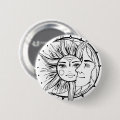 Moon and sun. Vintage style tattoo illustration Button | Zazzle