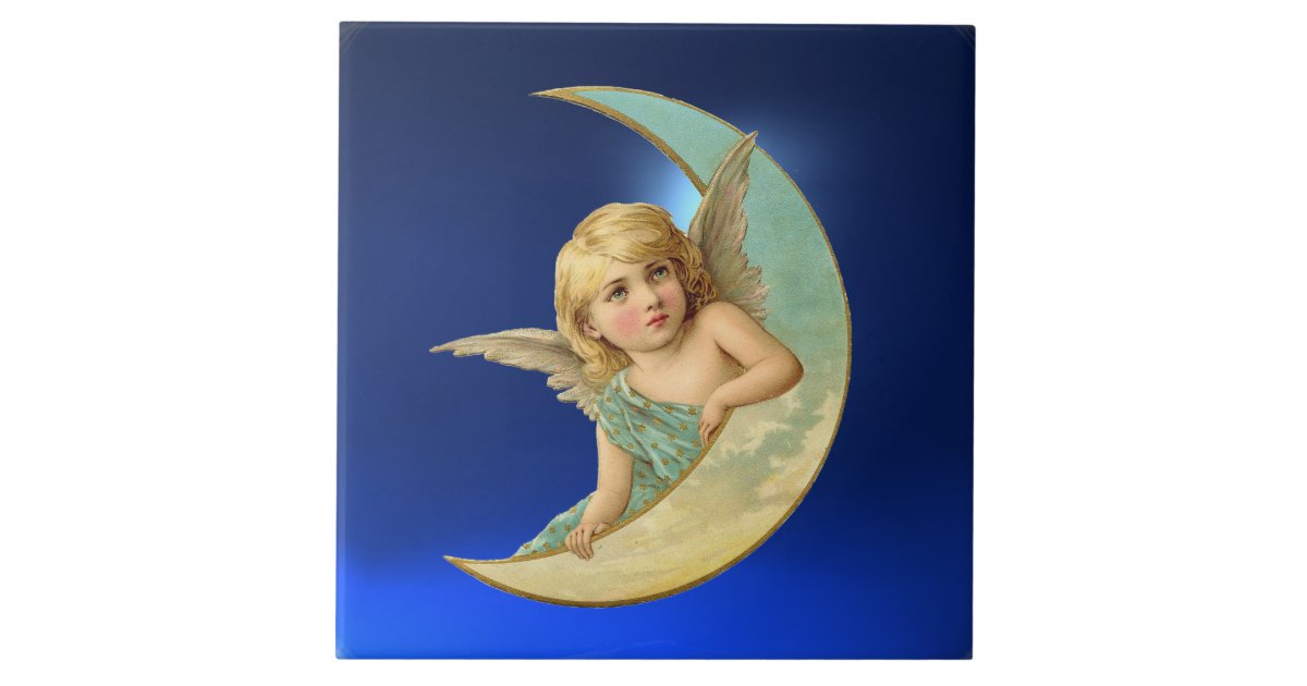 MOON ANGEL CERAMIC TILE | Zazzle