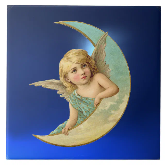 MOON ANGEL CERAMIC TILE | Zazzle