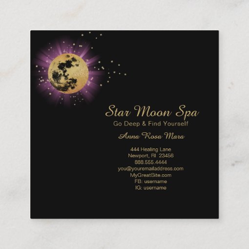 Moon Beams Cosmos Universe Stars Moon Lunar Square Business Card | Zazzle