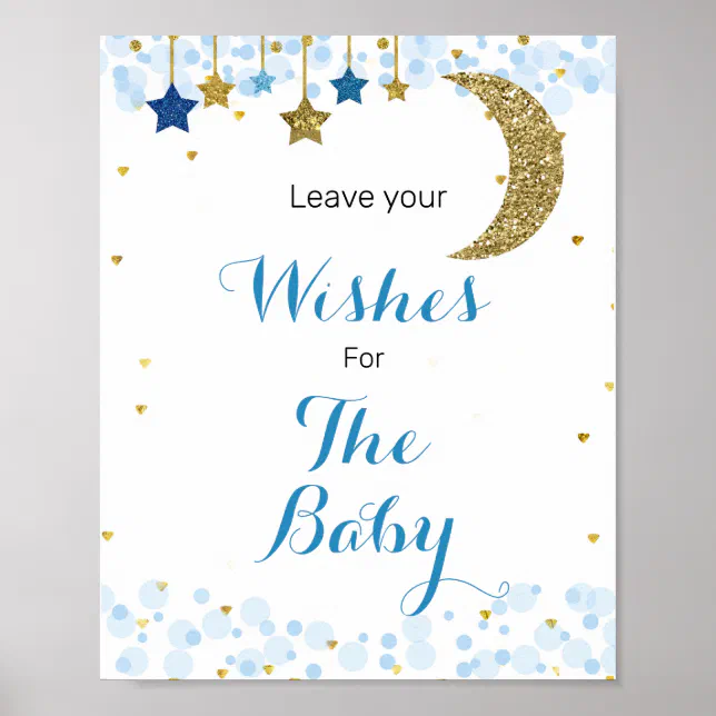 Moon blue Baby Shower Wishes for Baby Sign | Zazzle