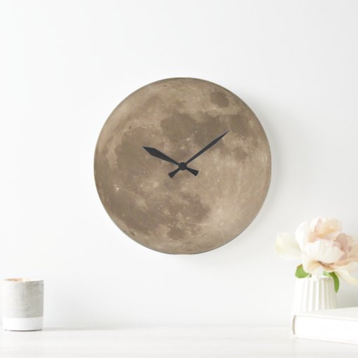 Moon Clock Full Moon Wall Clocks Decor Gifts | Zazzle