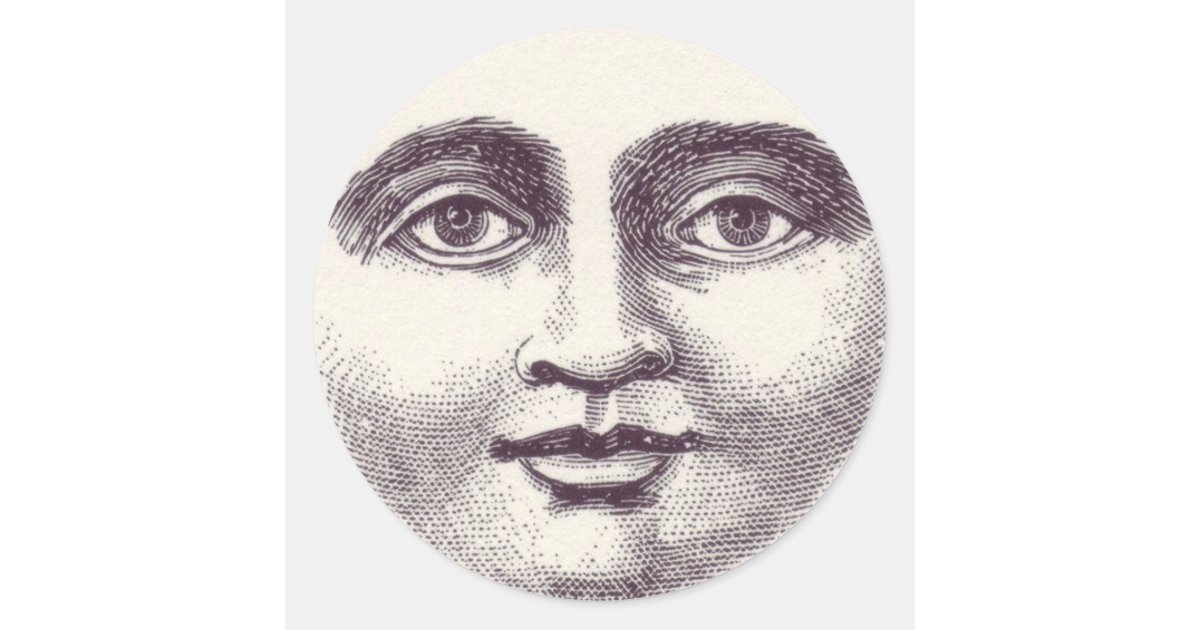 Moon Face Classic Round Sticker | Zazzle
